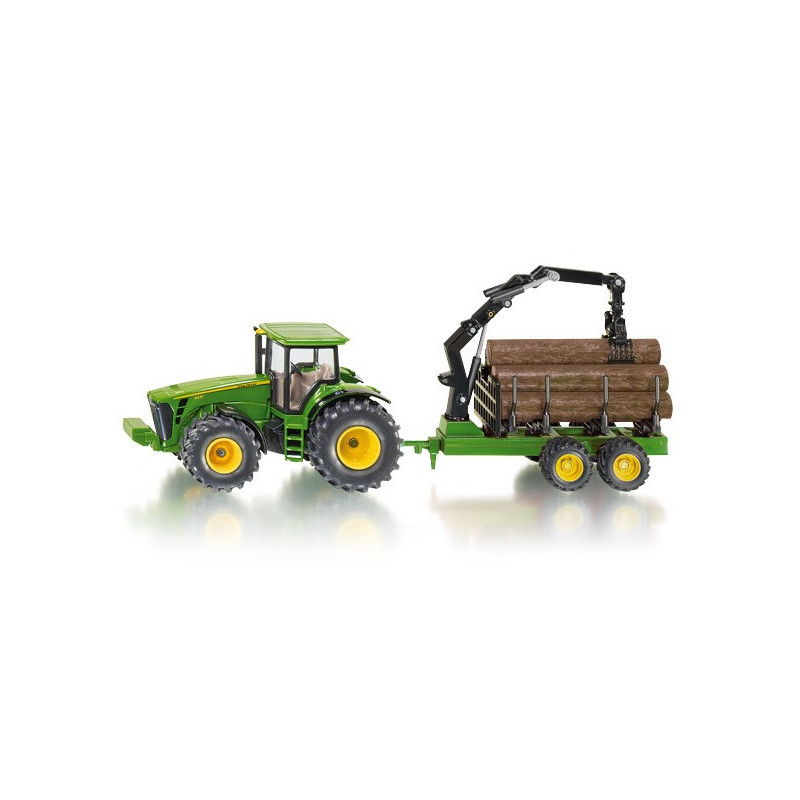 Tractor John Deere 8430 con remolque forestal - escala 1:50 - siku