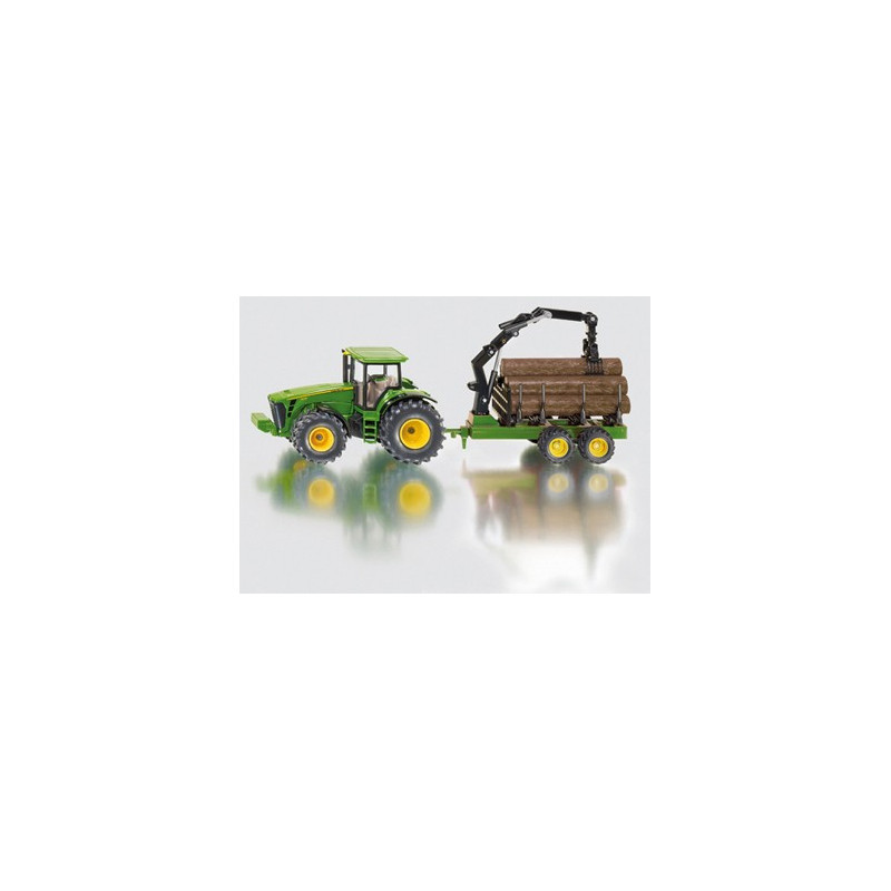 Tractor John Deere 8430 con remolque forestal - escala 1:50 - siku